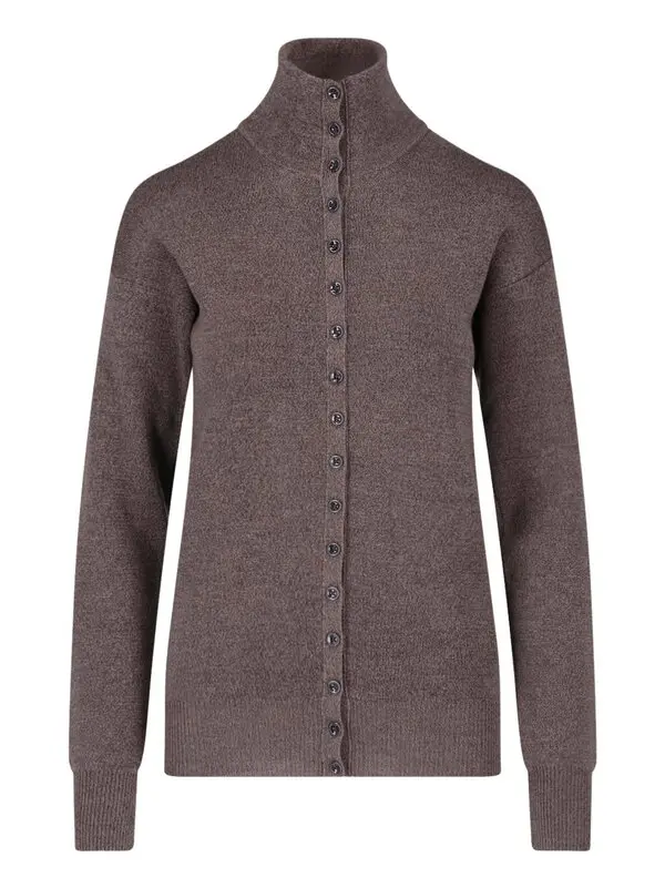LEMAIRE Button-front Turtleneck Cardigan - Brown