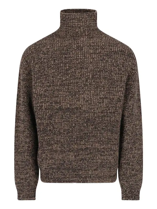 LEMAIRE Heavy Knit Turtleneck Sweater - Brown