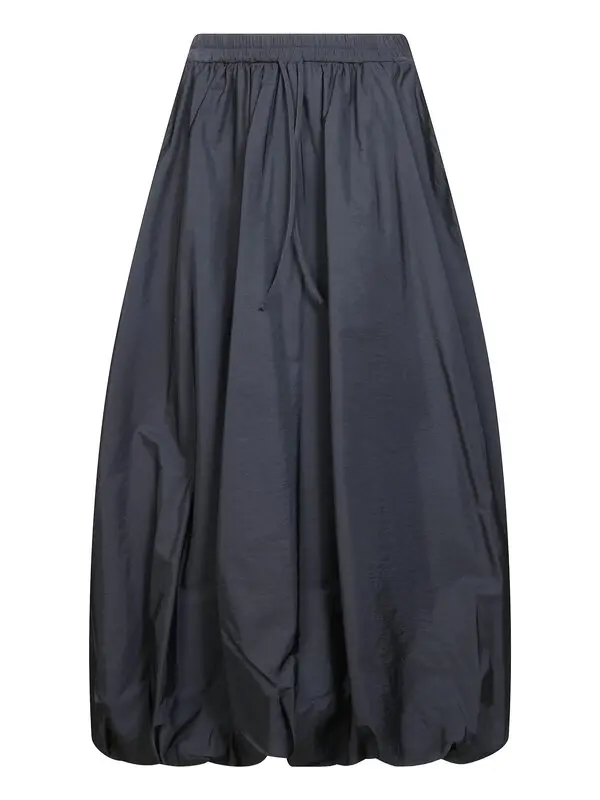 Max Mara Taffeta Gathered Midi Skirt - Nero