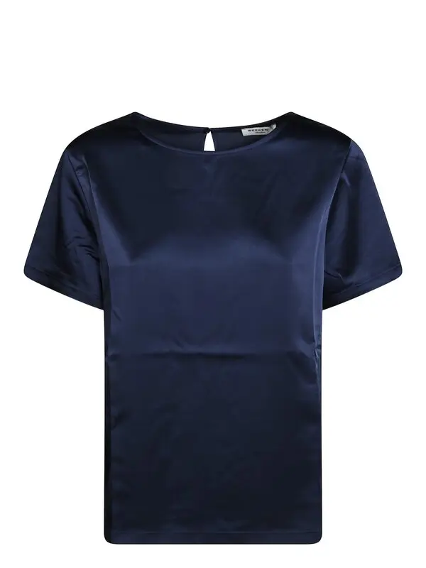 Max Mara Satin-effect Crewneck T-shirt - Blu