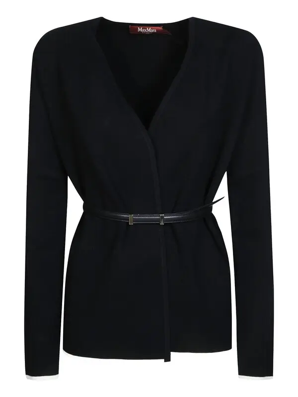 Max Mara Punto Milan Knit Cardigan With Belt - Nero