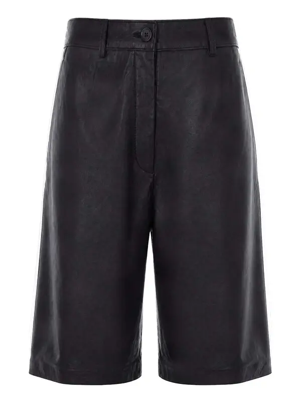 PAROSH Leather Tailored Bermuda Shorts - Testa Di Moro