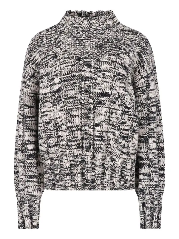 Malo Cable-knit Turtleneck Sweater - Grey