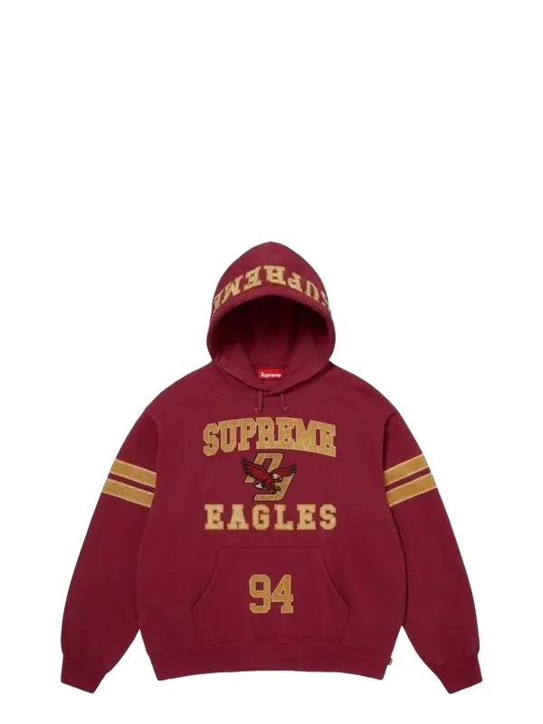 Supreme Rhinestone Eagle Hooded Sweatshirt - Red