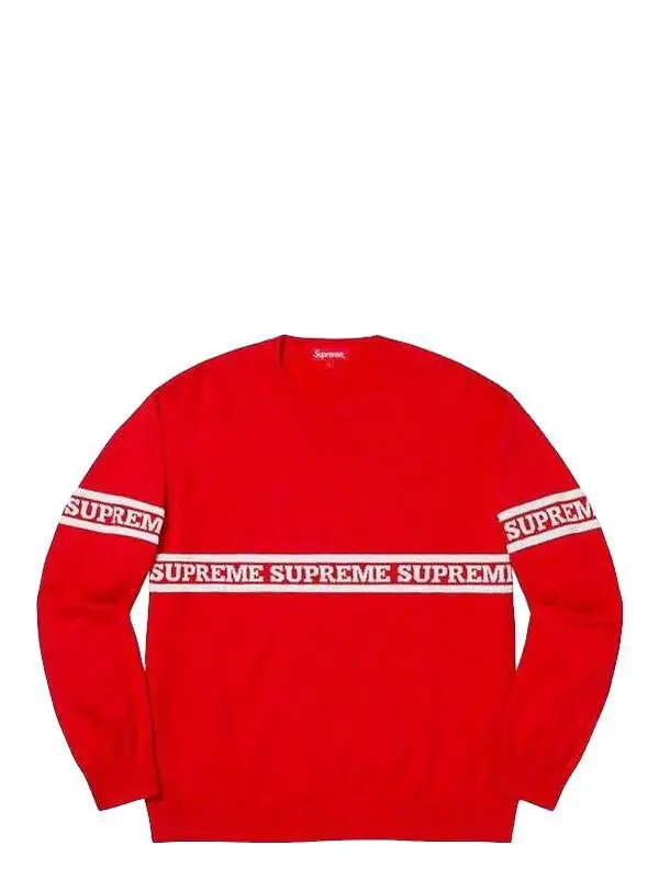 Supreme Logo Stripe Knit Top 'red - Red/white