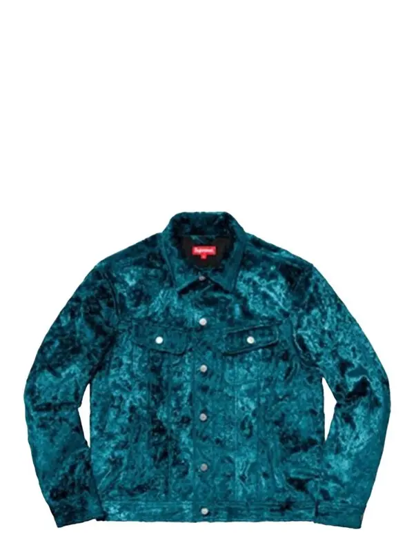 Supreme Fuzzy Pile Trucker Jacket - Teal/black