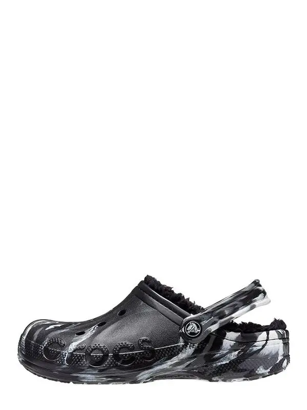 CROCS Baya Lined Marbled Clogs - Black/silver