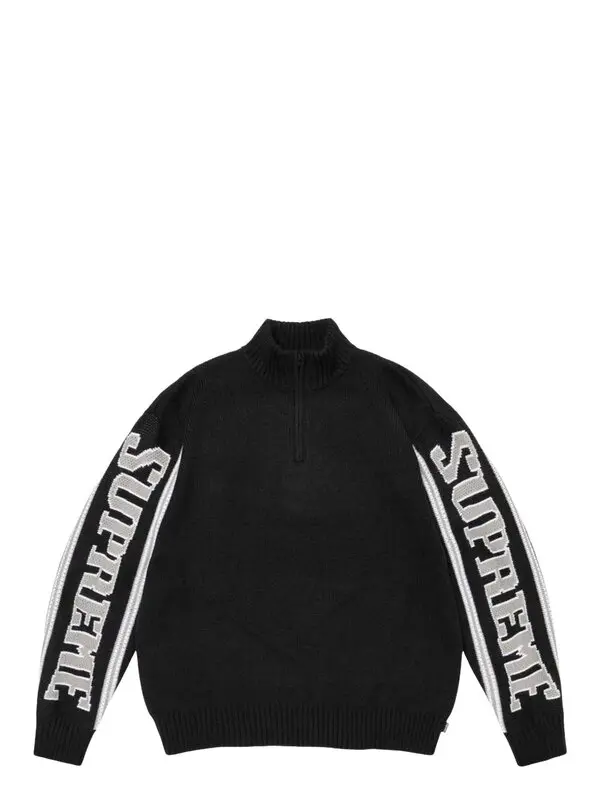 Supreme Jacquard Sleeve Half Zip Sweater - Black