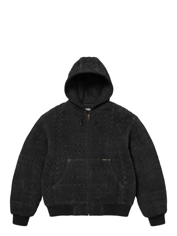 Supreme Woven Suede Hooded Work Jacket - Black