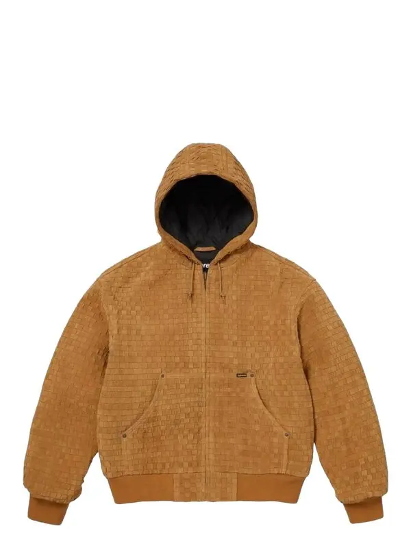 Supreme Woven Suede Hooded Work Jacket - Mustard