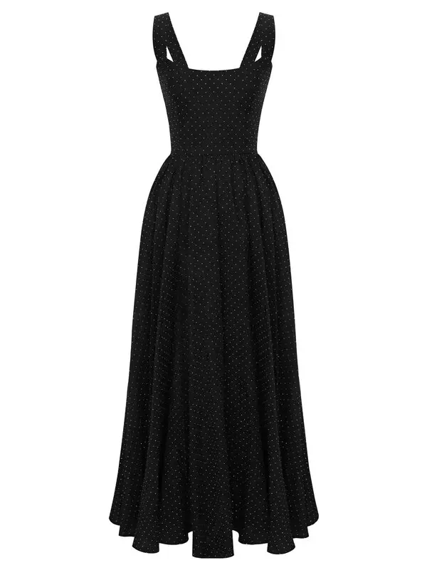 POST MERIDIEM Sweetheart Sequined Midi Dress - Black