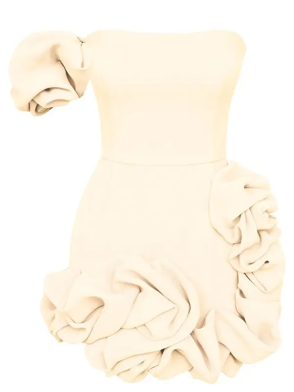 POST MERIDIEM Cream One-shoulder Bustier Mini Dress - White