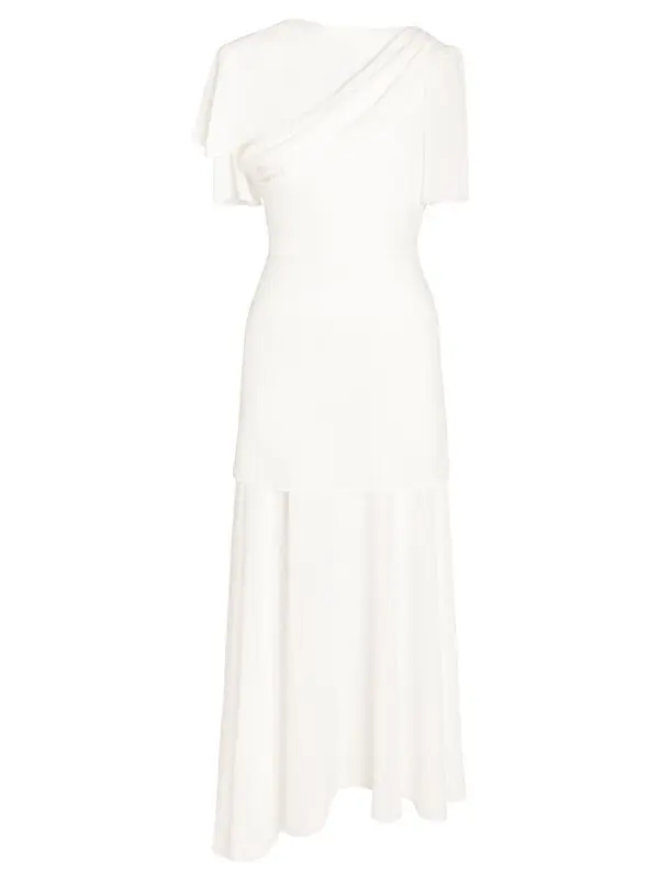 POST MERIDIEM Chiffon Asymmetrical Midi Dress - White
