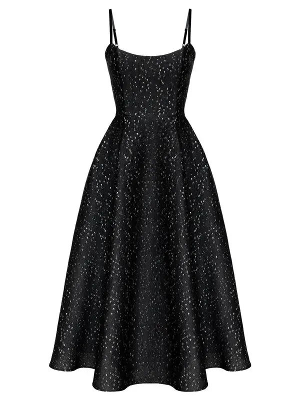 POST MERIDIEM Jacquard Gold Flecks Bustier Dress - Black