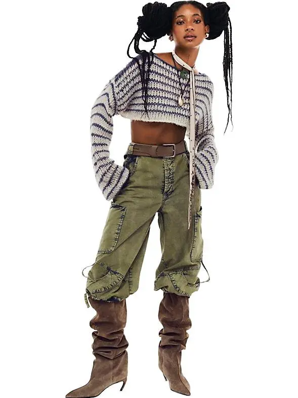 Free People We The Free Juniper Low-rise Cargo Pants - Green Combo