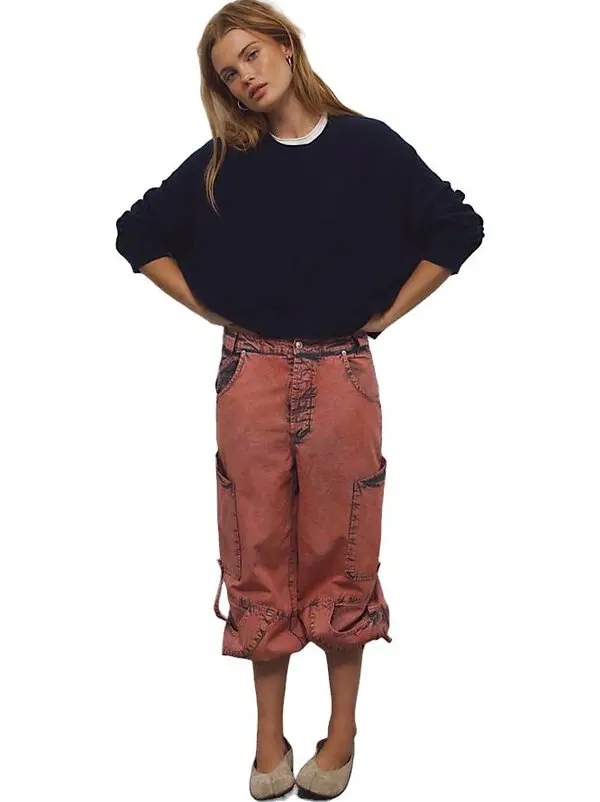 Free People We The Free Juniper Low-rise Cargo Pants - Red Combo