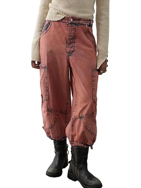 Free People We The Free Juniper Low-rise Cargo Pants - Red Combo