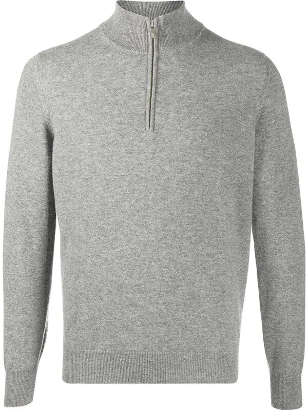 Brunello Cucinelli Zip-up Roll Neck Jumper - Gray