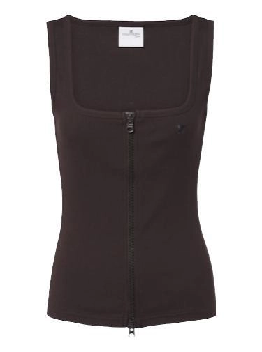 COURREGES Zip-up Cotton Tank - Black