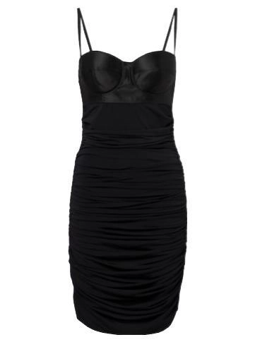 Dolce & Gabbana Ruched Satin Mini Dress - Black