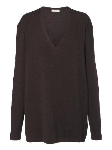 THE ROW Oversized V-neck Cashmere Sweater - Black