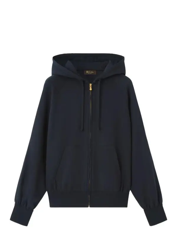 Loro Piana Viera Zip-up Hooded Bomber Jacket - Navy Blue