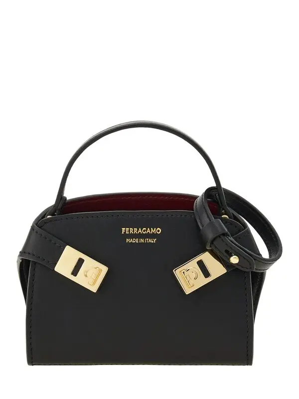 FERRAGAMO Mini Hug Top Handle Bag - Black
