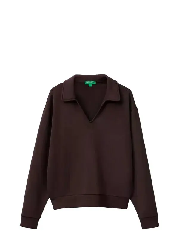 BENETTON Polo Collar Sweatshirt - Brown