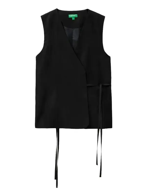 BENETTON Wrap-style Tie-fastening Waistcoat - Black