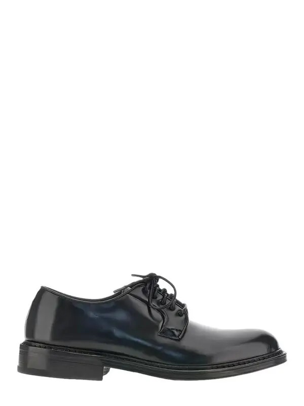 CALCE Polished Leather Derby Shoes - Black