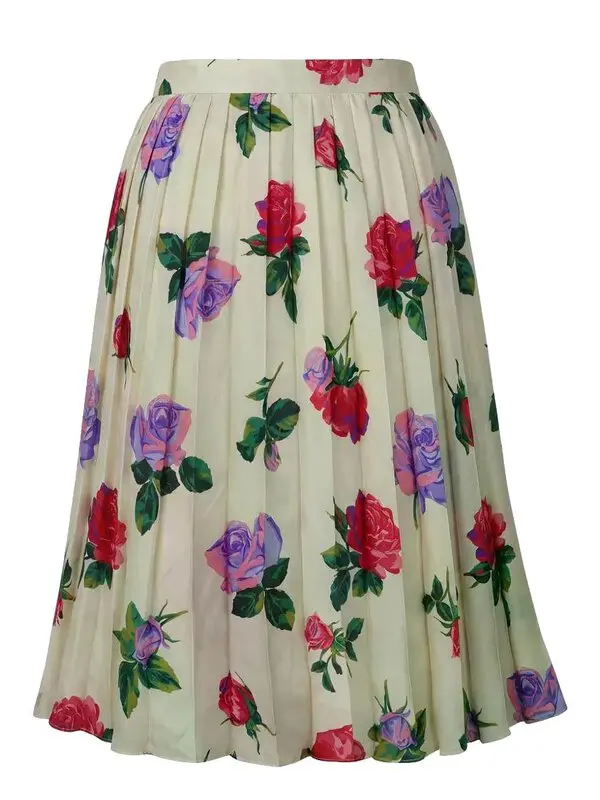 Valentino Garavani Floral Print Pleated A-line Skirt - Neutrals