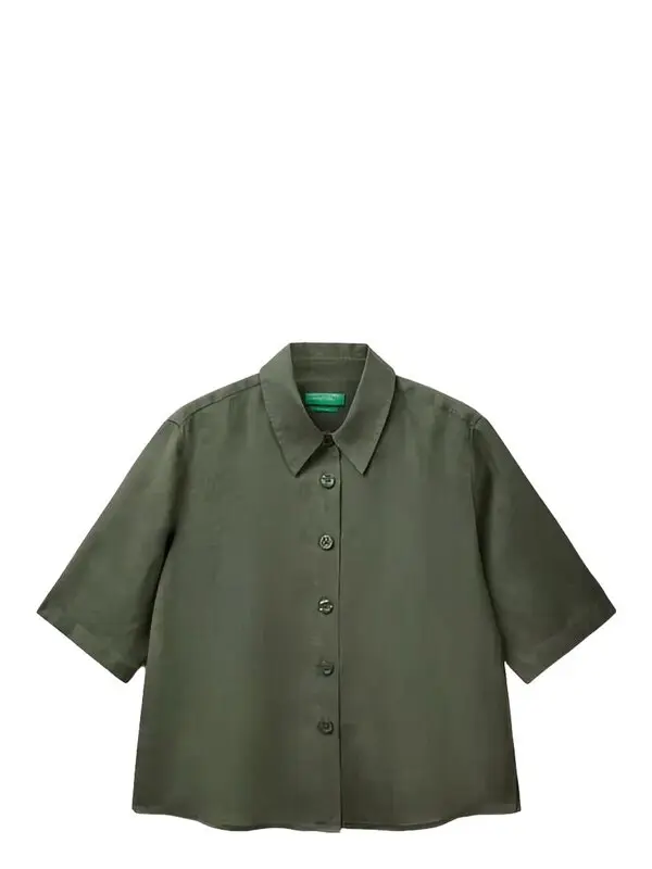 BENETTON Short-sleeved Boxy-fit Shirt - Green