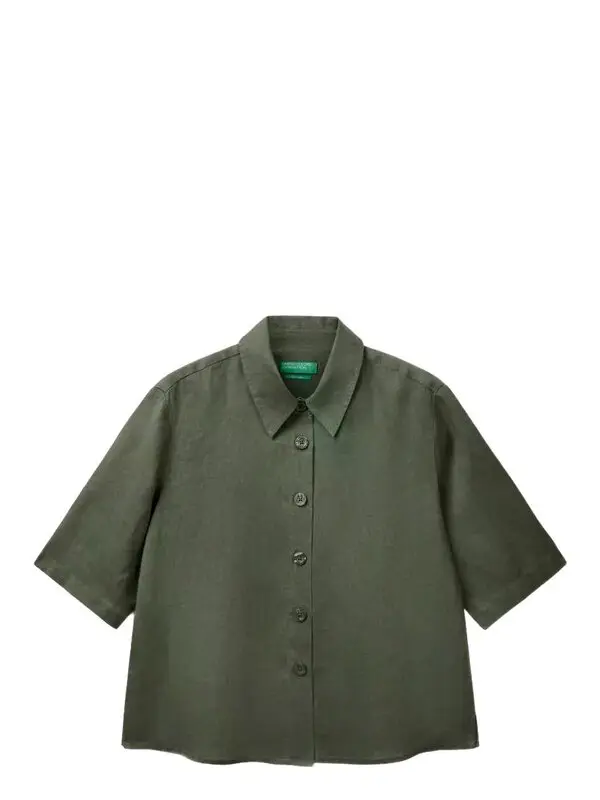 BENETTON Short-sleeved Boxy-fit Shirt - Green