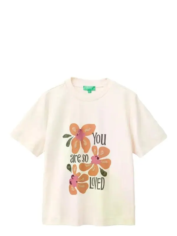 BENETTON Floral Graphic Print T-shirt - Neutrals