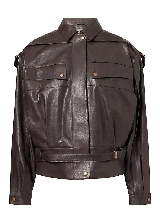 Magda Butrym Belted Patch-pocket Leather Jacket - Brown