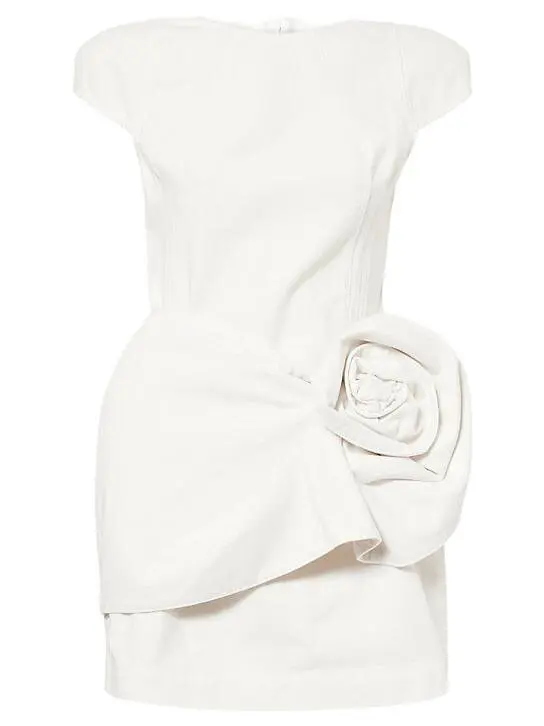 Magda Butrym Embellished Denim Mini Dress - Cream