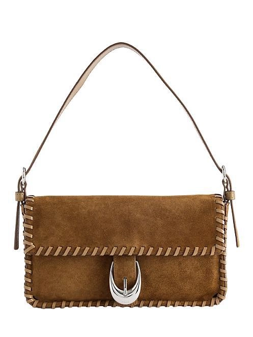 Staud Harlow Suede Shoulder Bag - Cigar