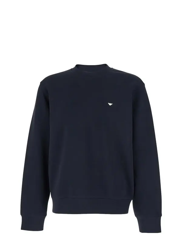 Emporio Armani S Cotton-blend Logo Crewneck Sweatshirt - Blu