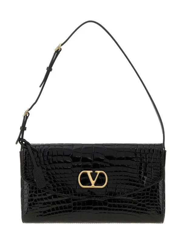 Valentino Garavani Mini Alligator Shoulder Bag - Black