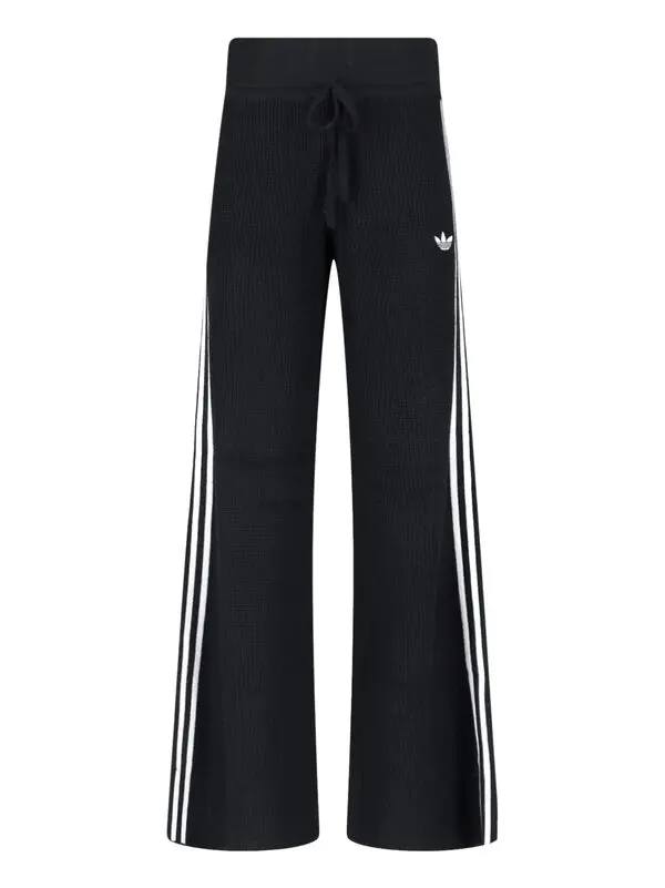 Adidas Wide Leg Knit Track Pants - Black