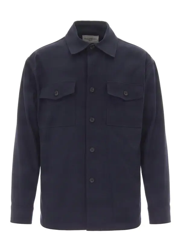 PAOLO PECORA Button-up Overshirt With Patch Pockets - Blu