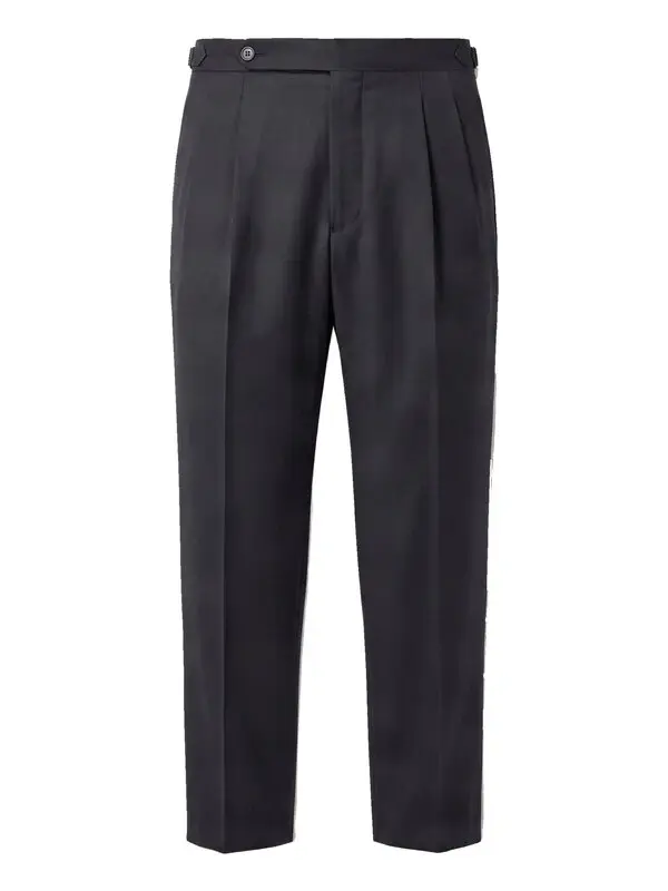 BOSS BLACK Pleated Tapered Wool Trousers - Black