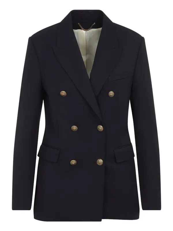 GOLDEN GOOSE Double-breasted Blazer In Polyester And Virgin Wool - Blue
