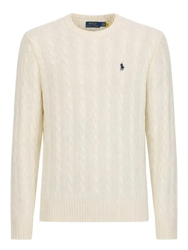 Polo Ralph Lauren Cable Knit Wool & Cashmere Crewneck Sweater - Ivory