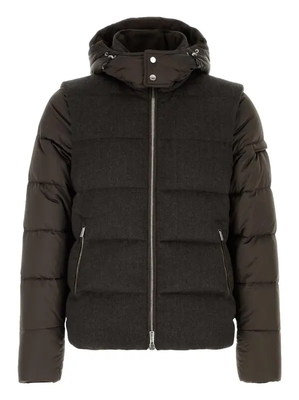 MOORER Wool Blend Down Jacket - Brown