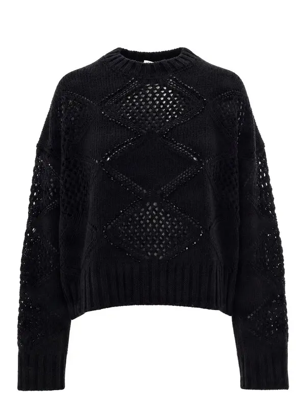 Liu Jo Openwork Knit Crewneck Sweater - Nero