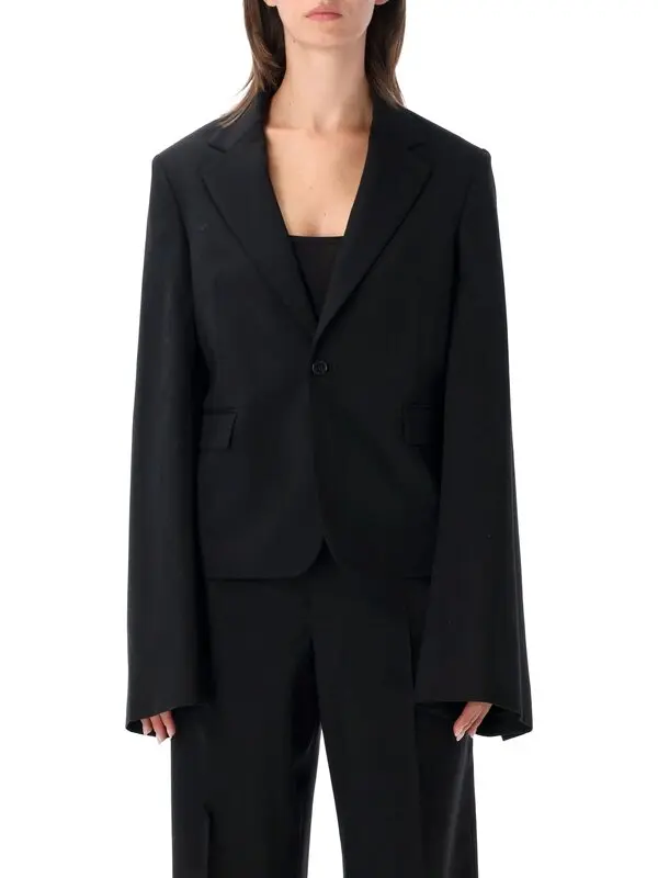 JW Anderson Wool Tailored Blazer With Cape Sleeves - Nero