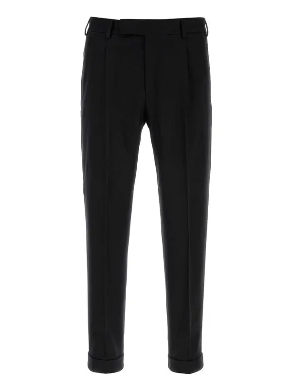 PT TORINO Tailored Wool Blend Stretch Pants - Black