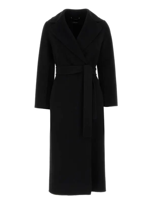 WEEKEND MAXMARA 100% Virgin Wool Belted Coat - Black