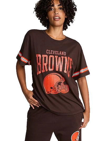 Pink Nfl Collection Campus Cotton Bling Tee - Brown